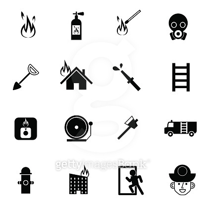 fire fighter and emergency rescue icons set vector illustration 이미지 ...