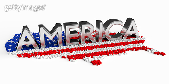 America text with flag and map formed by particles 이미지 (494386524) - 게티 ...
