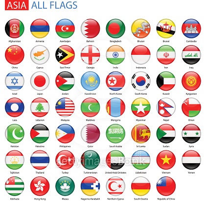 Glossy Round Flags of Asia - Full Vector Collection (501964024) - 게티이미지뱅크
