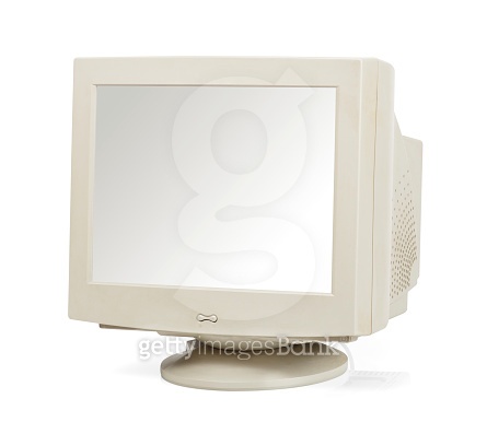 Vintage computer monitor isolated on white 이미지 (533029327) - 게티이미지뱅크