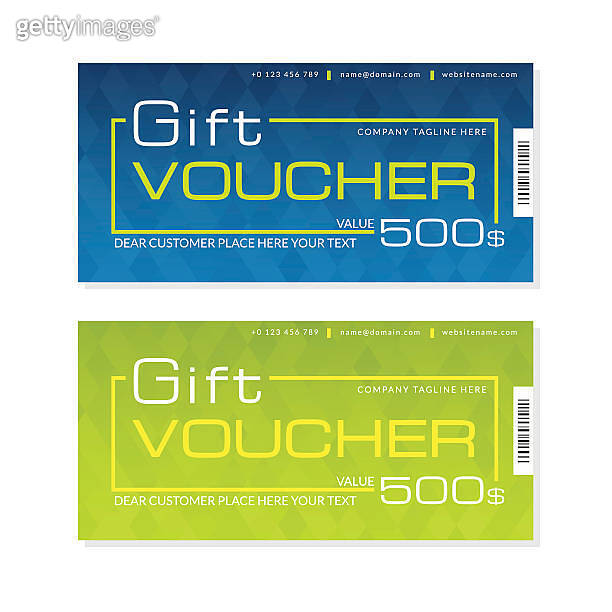 Futuristic gift voucher templates in two colors (490126778) - 게티이미지뱅크