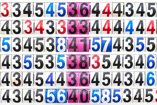 Score result on the multicolor mechanical scoreboard number. 이미지 ...