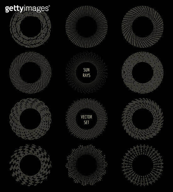 Vintage radial sun rays frames in vector thin line style 이미지 (491486626 ...