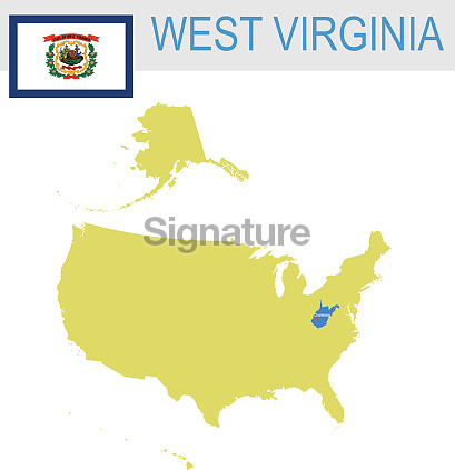 USA state Of West Virginia's map and Flag (538236669) 일러스트, 무료 일러스트 ...