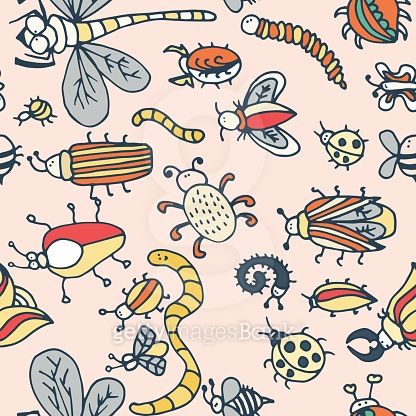Cute cartoon insect pattern. Summer concept texture. 이미지 (477682758 ...