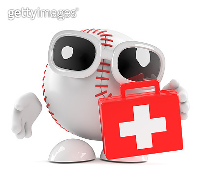 3d Baseball character with a first aid kit (500506065) - 게티이미지뱅크