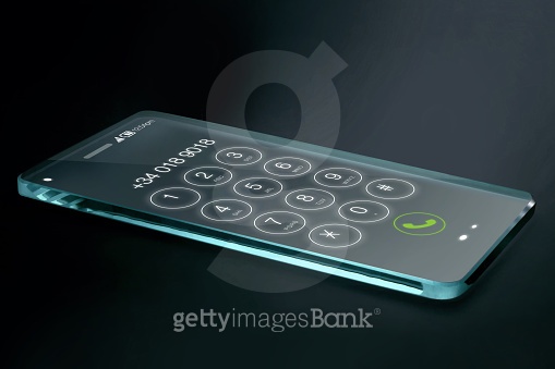 Transparent smartphone with dial number on dark background (478054260 ...