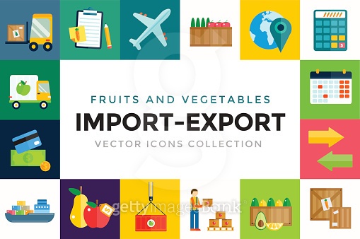Import export fruits and vegetables delivery vector icons set 이미지 ...