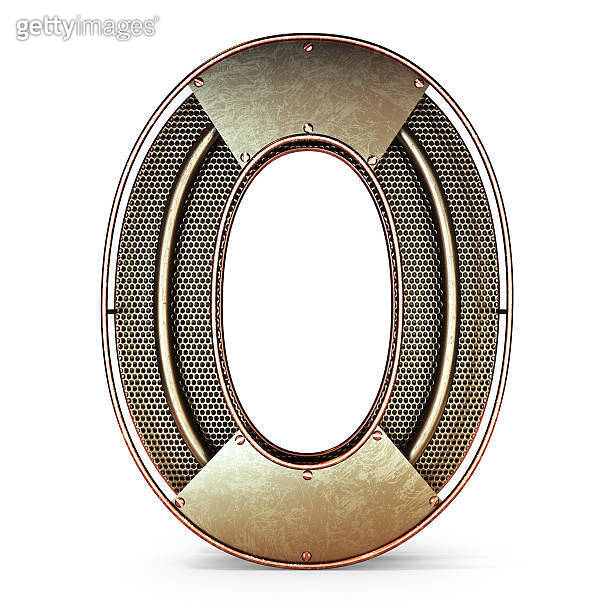 3d number zero 0 symbol with rustic gold metal (489777784) - 게티이미지뱅크