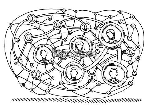 Social Network Connected People Drawing 이미지 (485959078) - 게티이미지뱅크
