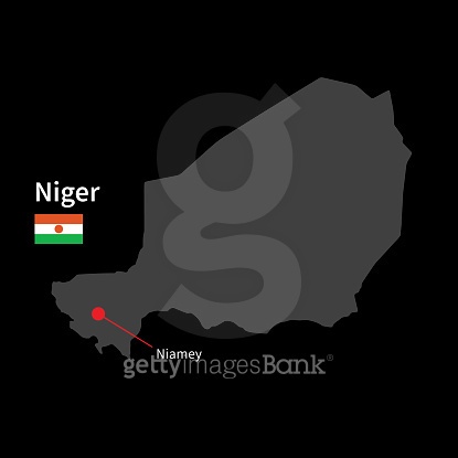 Detailed map of Niger and capital city Niamey with flag (468410374 ...