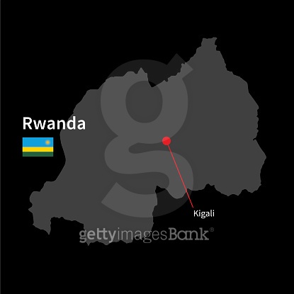 Detailed map of Rwanda and capital city Kigali with flag (468430164 ...