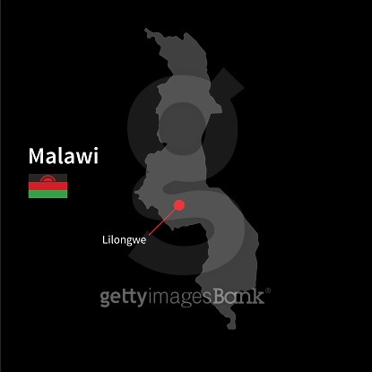 Detailed map of Malawi and capital city Lilongwe with flag (468410680 ...