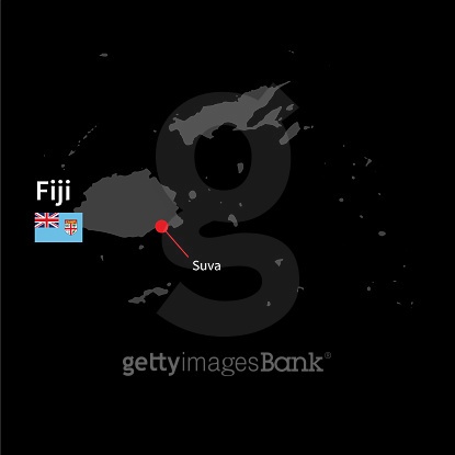 Detailed map of Fiji and capital city Suva with flag 이미지 (468473890 ...
