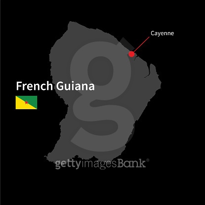 Detailed map of French Guiana and capital city Cayenne with 이미지 ...