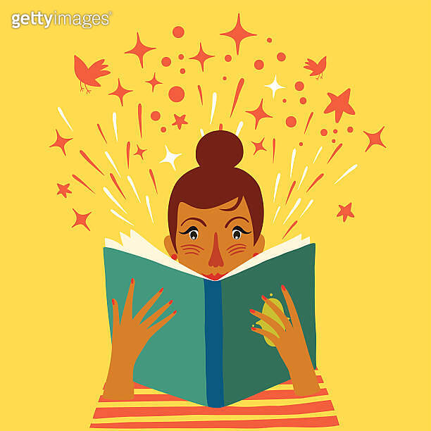 girl reading a book cartoon illustration (470721380) 일러스트, 무료 일러스트 - 게티 ...