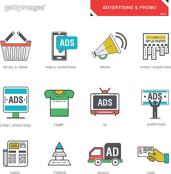 Line icons of advertising marketing product promotion vector ...