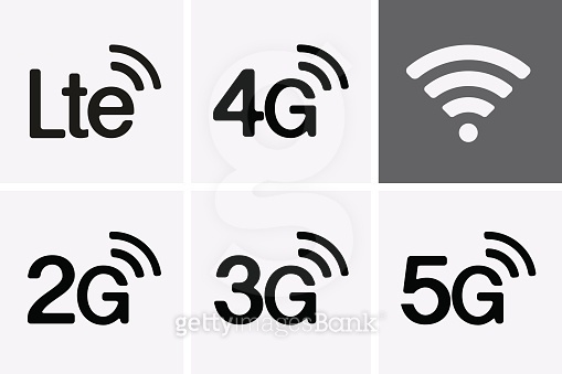 LTE, 2G, 3G, 4G and 5G technology icon symbols 이미지 (483262066) - 게티이미지뱅크