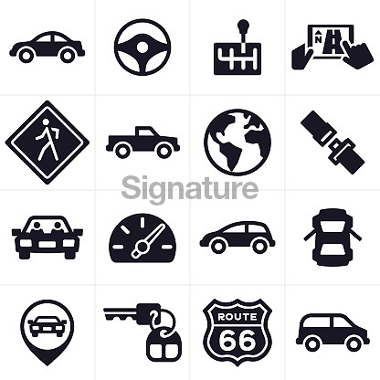 Car Driving and Vehicle Icons and Symbols 이미지 (474111104) - 게티이미지뱅크