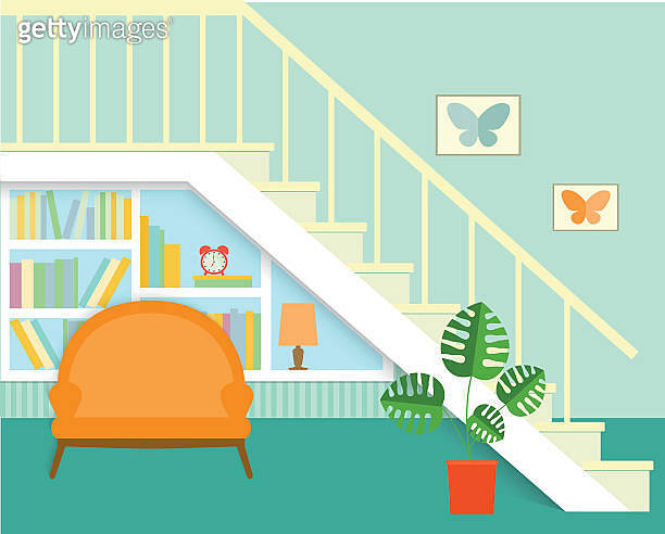 flat place to relax under the stairs.vector illustration 이미지 (484968118 ...