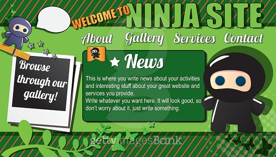 Website template design elements with ninja character (534604141) 일러스트 ...