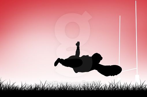 Composite image of rugby player scoring a try (490687032) - 게티이미지뱅크