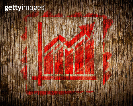 Red Growth Chart Icon on Wood. 이미지 (471978159) - 게티이미지뱅크