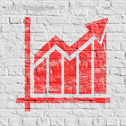 Red Growth Chart Icon on White Brick Wall. 이미지 (471978811) - 게티이미지뱅크