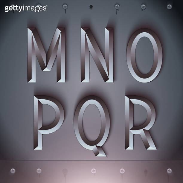 Vector Metal Embossed Font from M to R 이미지 (476602780) - 게티이미지뱅크