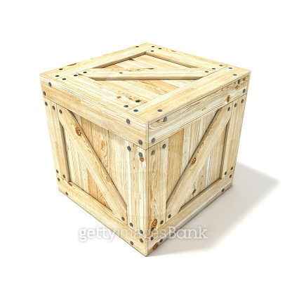 Wooden box. Side view. 3D render (485810044) - 게티이미지뱅크