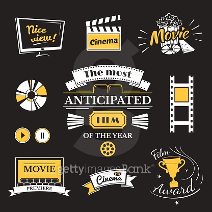 Movie signs set, cinema logos and film labels (491058676) - 게티이미지뱅크