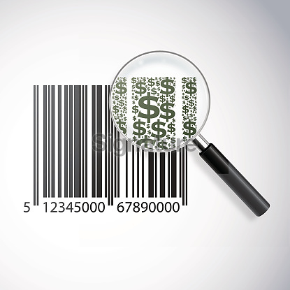 Consumerism with barcode and dollar signs (467143320) 일러스트, 무료 일러스트 ...