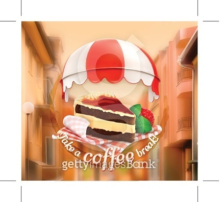 Coffee cake, lunchtime, advertising for cafe, cafe decoration, poster ...