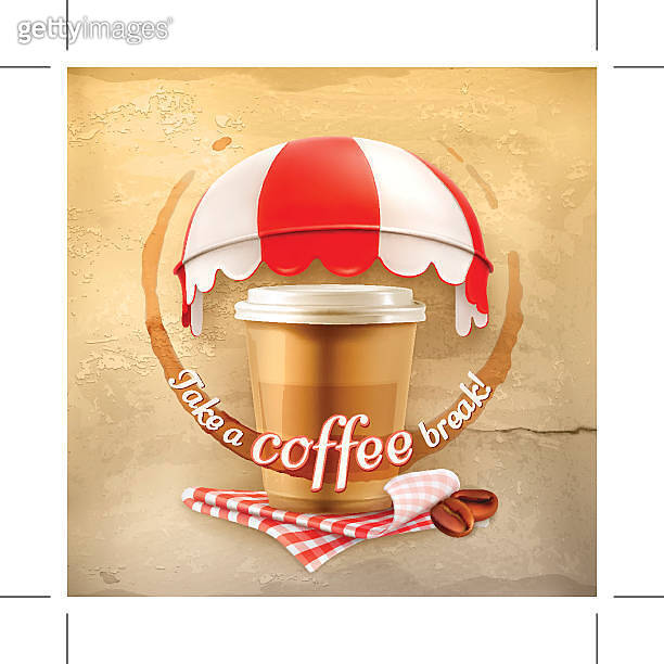 Cup of coffee with coffee stain, vector, advertising for cafe 이미지 ...