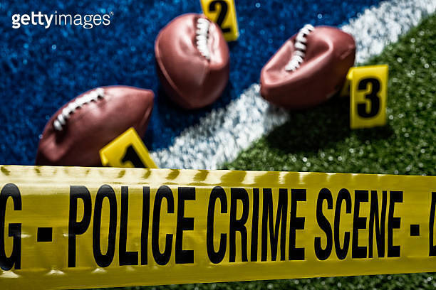 Deflate-Gate. Crime Scene of NFL footballs deflated on the field ...