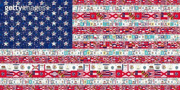 Collage of America flag from the flags of all States 이미지 (490845770 ...
