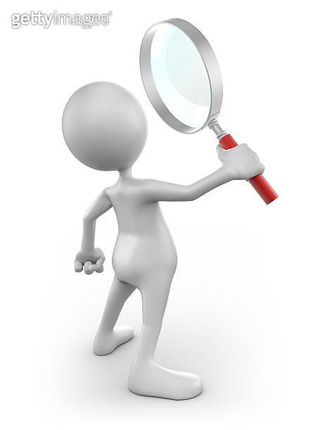 3d Man with magnifying glass, isolated / clipping path 이미지 (498110545 ...