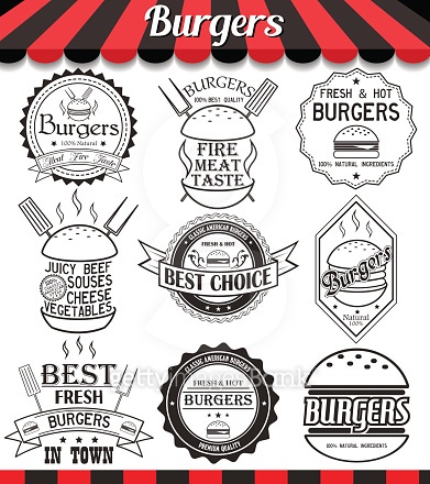 Vector set of burgers labels, stickers,logos and logotypes 이미지 ...