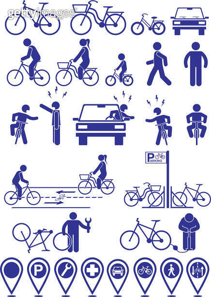 Vector set pictograms bicycle infrastructure icons. 이미지 (486492026 ...