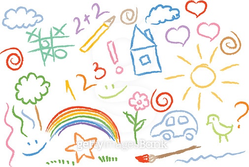 children drawing multicolored symbols vector set (470082760) 일러스트, 무료 ...