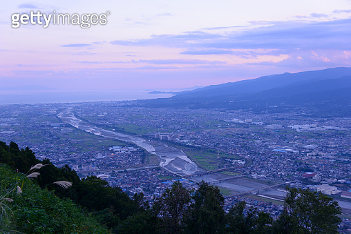 Landscape in the twilight at Seisho region, Kanagawa, Japan 이미지 ...