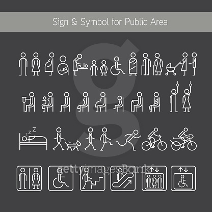 People Pictogram Signs and Symbols for Public Area 이미지 (483900350) - 게티 ...