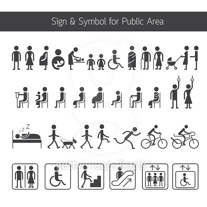 People Pictogram Signs and Symbols for Public Area 이미지 (483906590) - 게티 ...