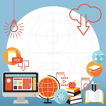School Online E-Learning Objects Background and Frame 이미지 (473641130) - 게티이미지뱅크