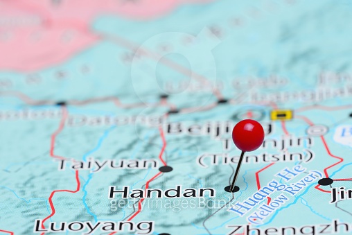 Handan pinned on a map of Asia 이미지 (487671222) - 게티이미지뱅크