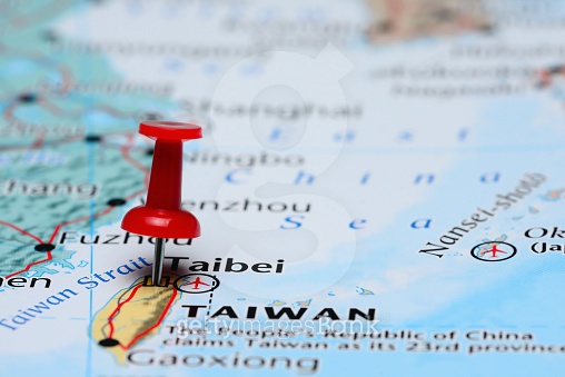 Taibei pinned on a map of Asia 이미지 (486794598) - 게티이미지뱅크