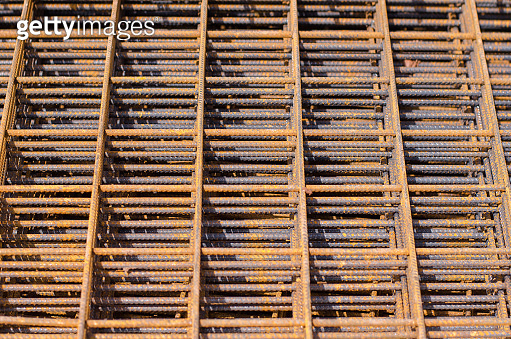 Stacked rebar grids at the construction site (535852653) - 게티이미지뱅크