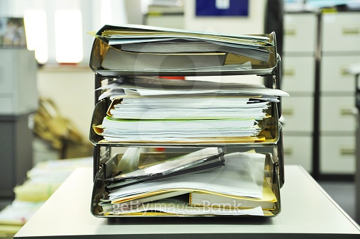document tray with documents and files on the table 이미지 (466626490 ...