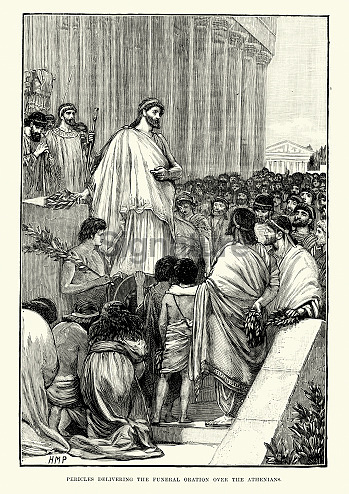 Pericles delivering the funeral oration over Athenians 이미지 (497865470 ...