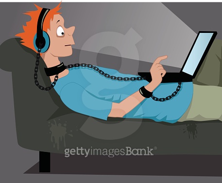 Chained to a computer 이미지 (489377700) - 게티이미지뱅크